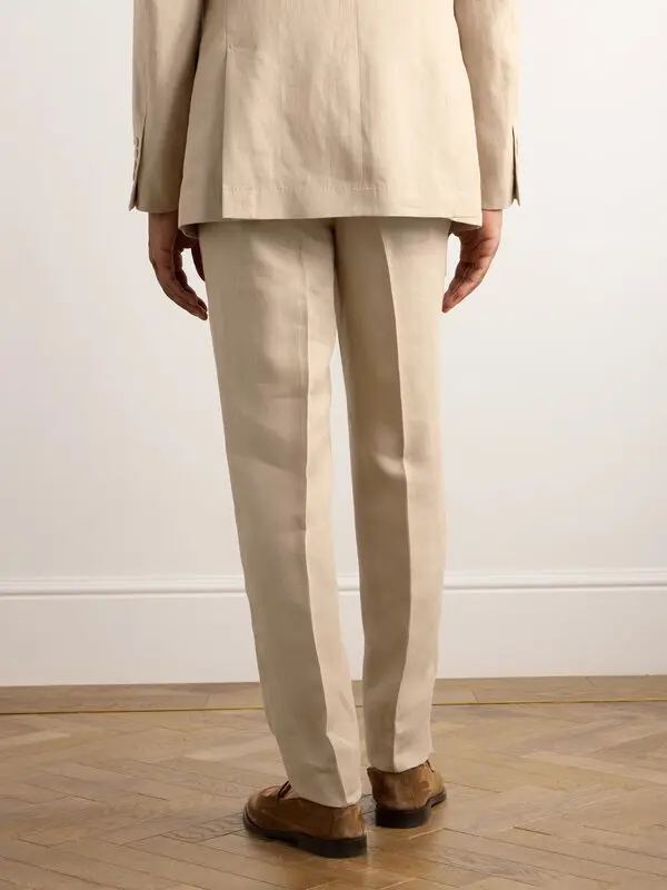 Brunello Cucinelli Straight-leg Pleated Linen Suit Trousers