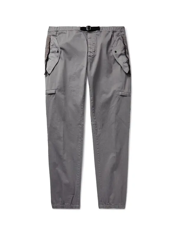 Moncler Tapered Belted Cargo Trousers Gray Editorialist
