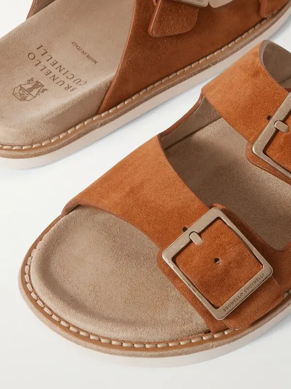 Brunello Cucinelli Buckled Suede Sandals