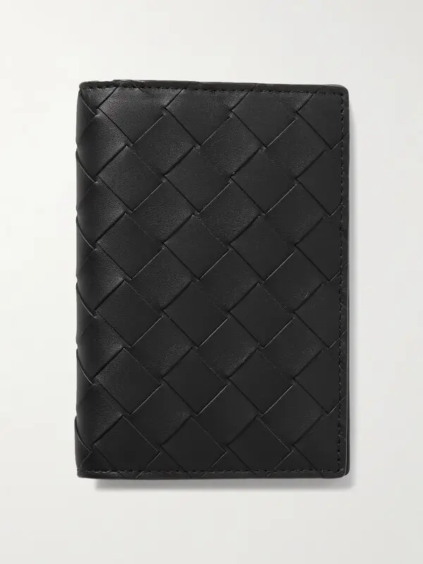 Bottega Veneta Intrecciato Leather Passport Holder - Black