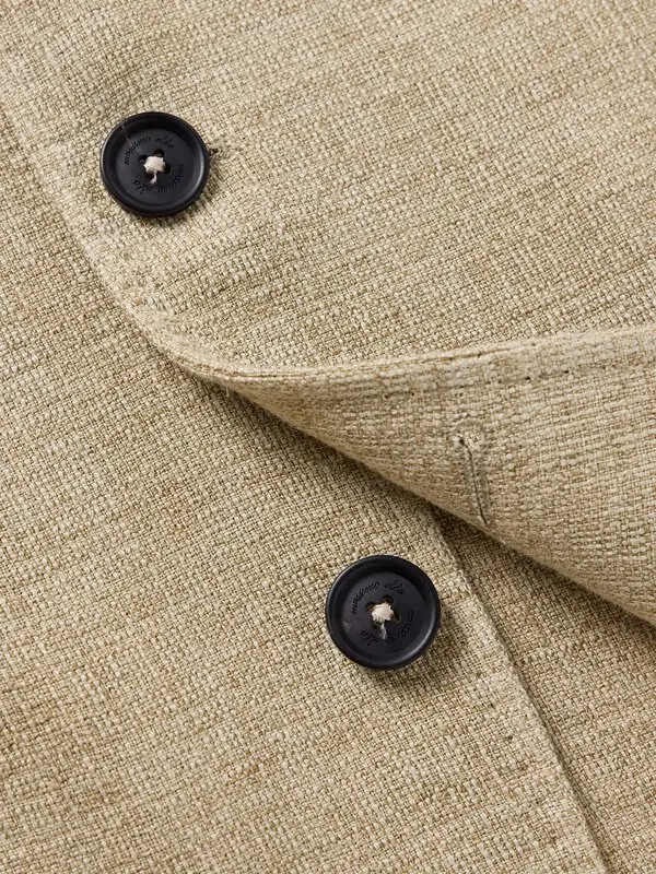 Massimo Alba Gstaad Nehru-Collar Linen-Canvas Jacket In Neutrals