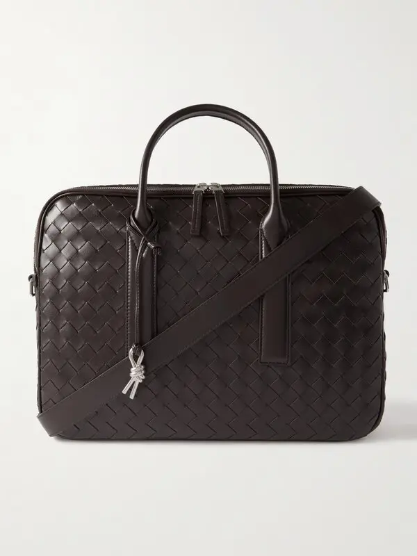Bottega Veneta Intrecciato Leather Briefcase - Brown