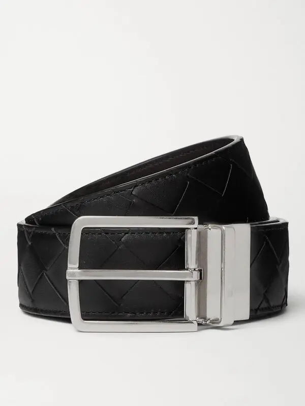 Bottega Veneta 4cm Reversible Intrecciato Leather Belt - Black