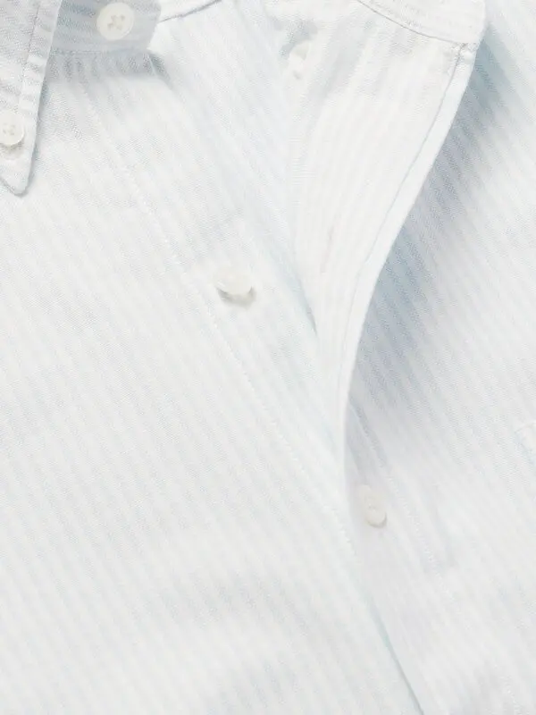 DRAKE'S Button-down Collar Striped Cotton Oxford Shirt