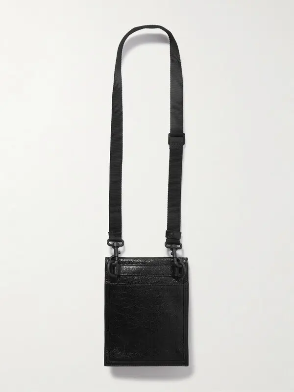Balenciaga Explorer Logo-print Cracked-leather Messenger Bag
