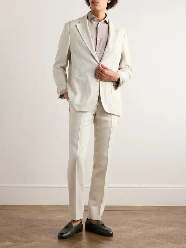 Rubinacci Herringbone Wool, Silk And Linen-blend Suit Jacket