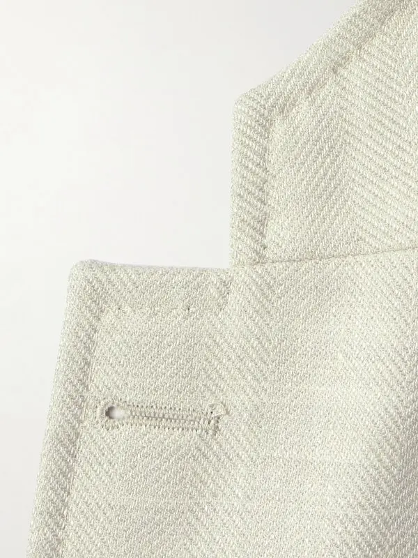 Rubinacci Herringbone Wool, Silk And Linen-blend Suit Jacket