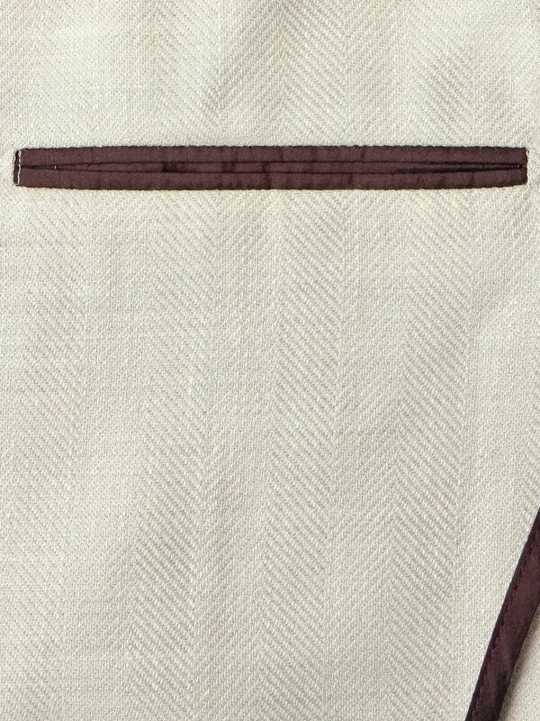 Rubinacci Herringbone Wool, Silk And Linen-blend Suit Jacket