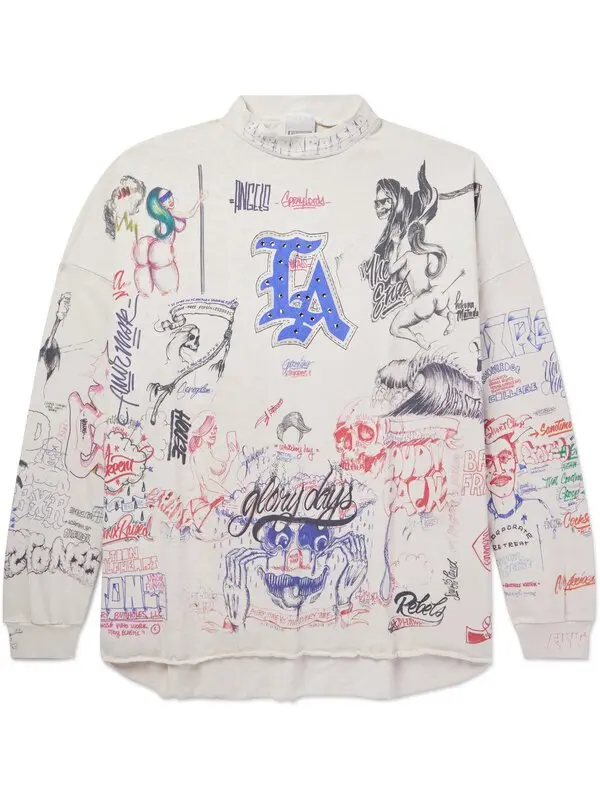 Saint Mxxxxxx Born X Raised Embellished Printed Cotton-Jersey