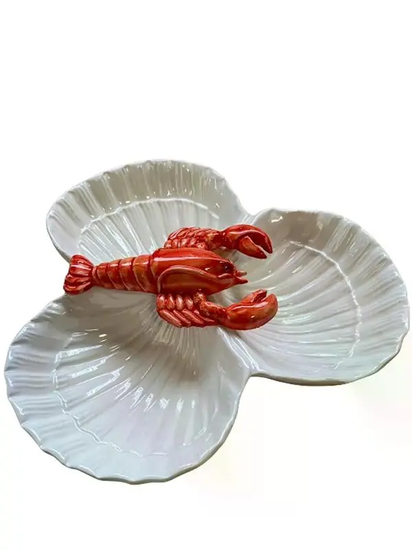 LES-OTTOMANS Lobster Three-shell Starter Plate - White
