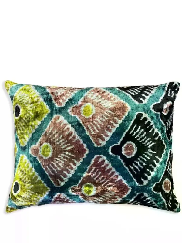LES-OTTOMANS Shell Velvet Cushion - Green
