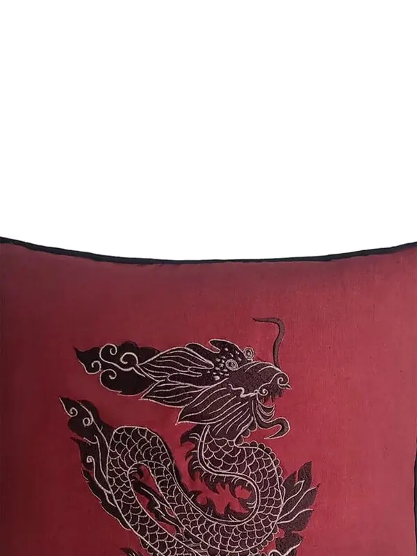 LES-OTTOMANS Dragon Embroidered Cushion
