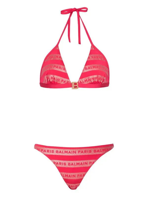 Balmain Logo-print Triangle Bikini Set