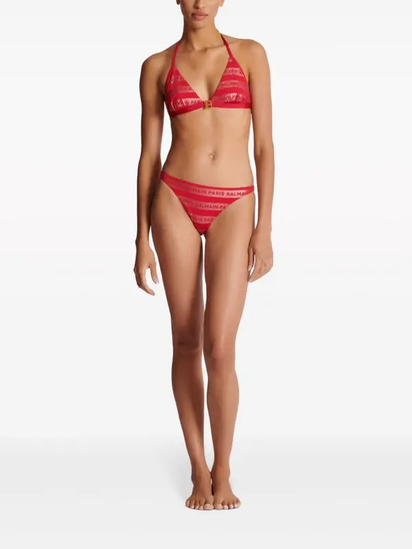 Balmain Logo-print Triangle Bikini Set