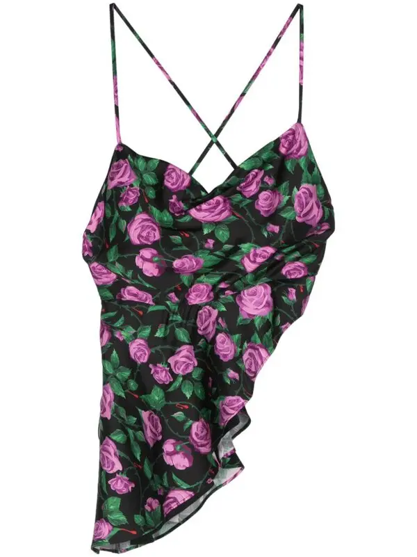 CHIARA FERRAGNI Floral Asymmetric Tank Top