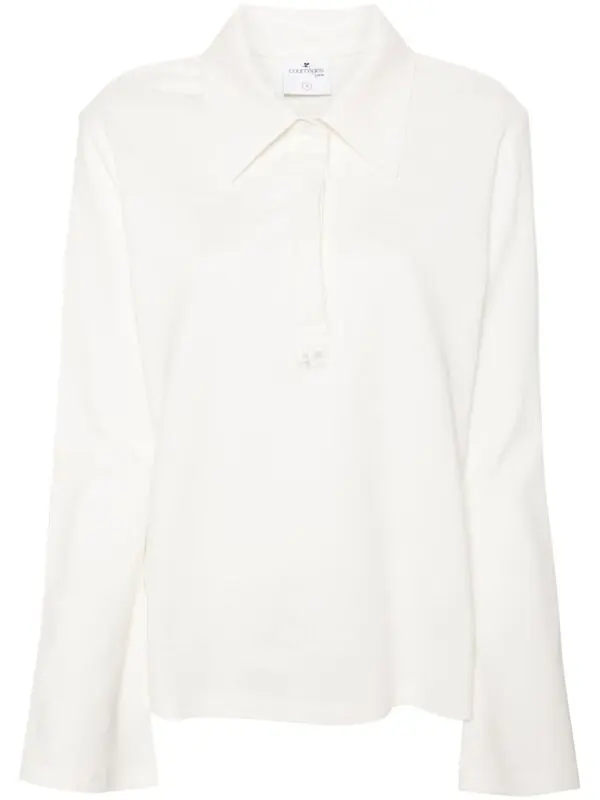 COURREGES Piqué Cotton Polo Shirt - White