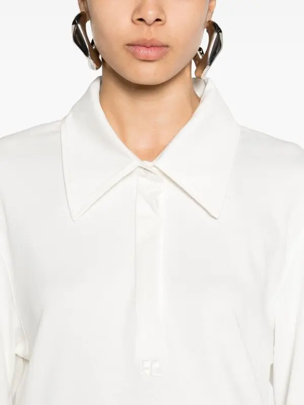 COURREGES Piqué Cotton Polo Shirt - White