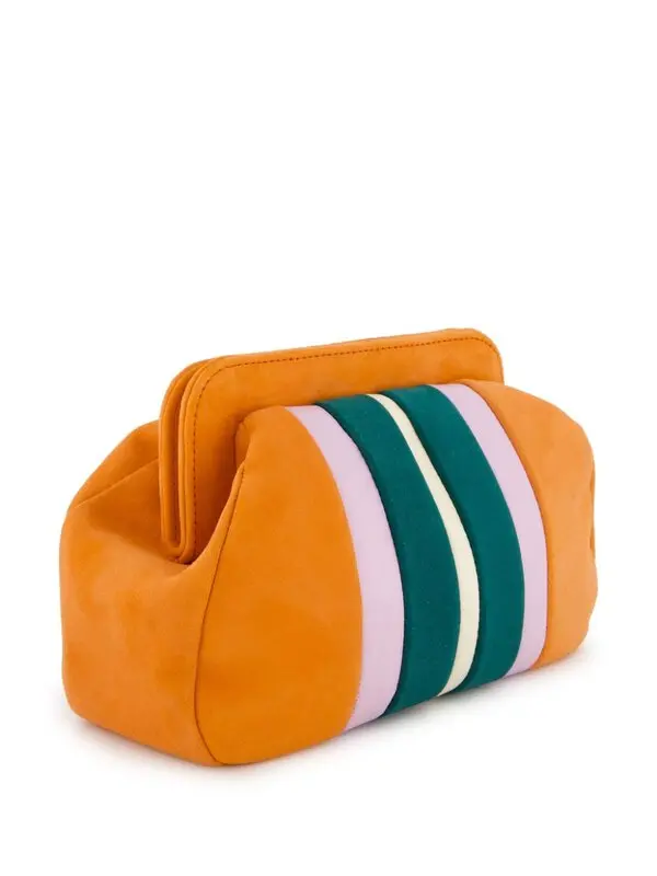 PAULA S Stripe Suede-panel Clutch