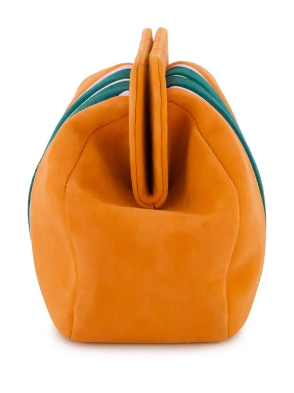 PAULA S Stripe Suede-panel Clutch