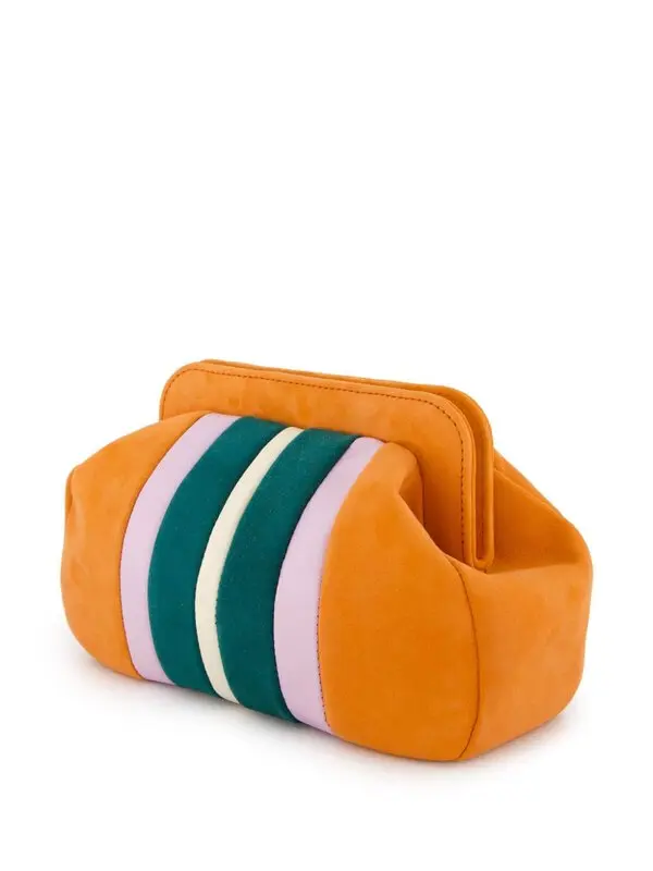 PAULA S Stripe Suede-panel Clutch