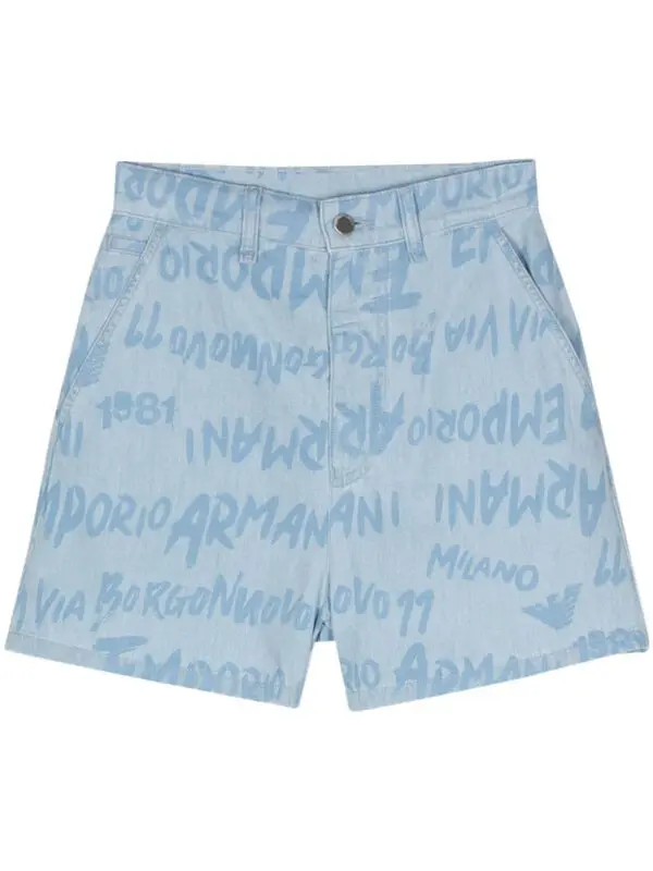 Emporio Armani Logo-print Chambray Shorts