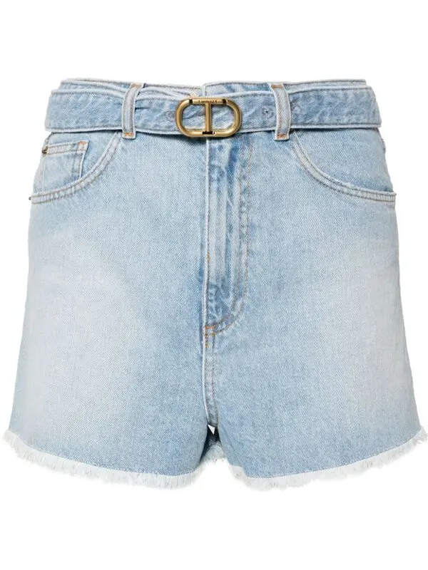 TWINSET Belted Denim Shorts