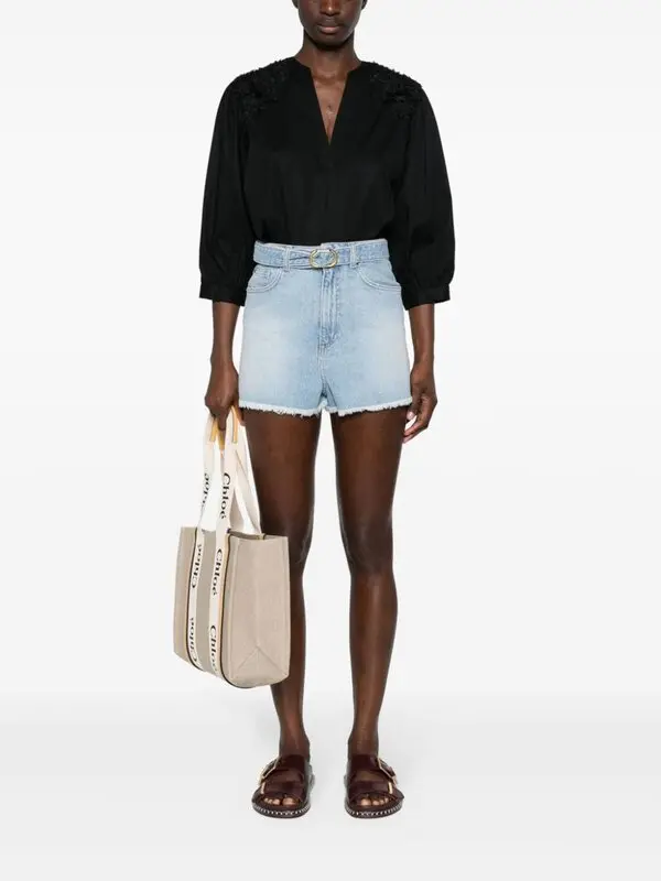 TWINSET Belted Denim Shorts