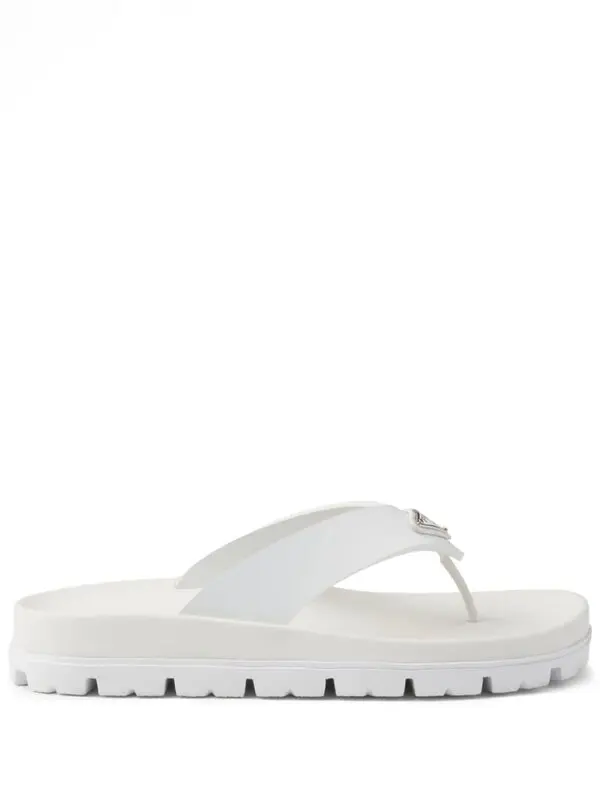 Prada Triangle-logo Flip Flops - White