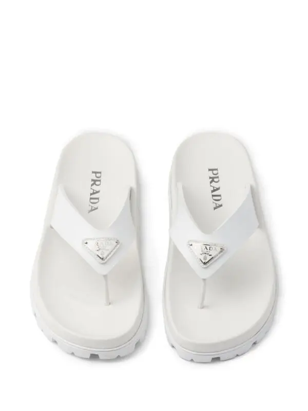 Prada Triangle-logo Flip Flops - White