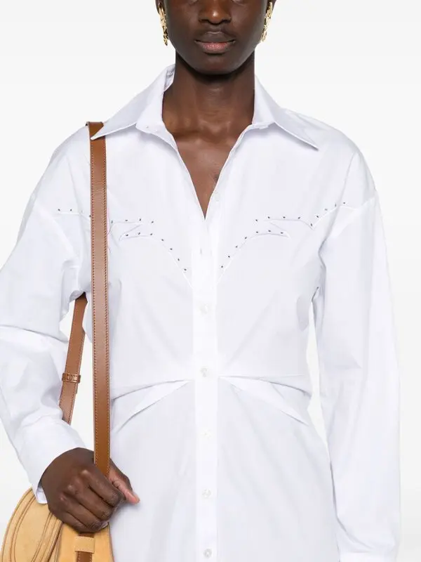Pinko Eyelet-detail Cotton Shirtdress