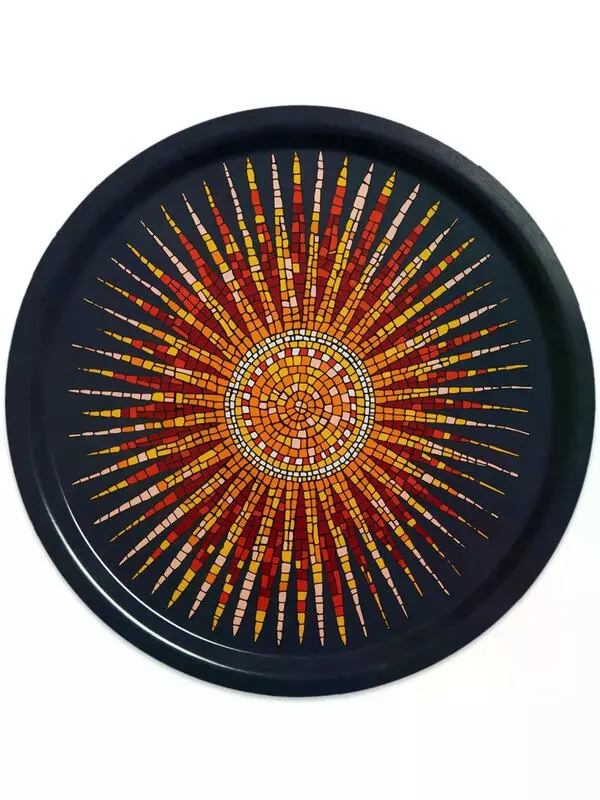 La DoubleJ Geometric-print Wood Tray - Blue
