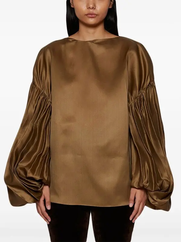 Khaite Quico Pleat-detail Blouse - Brown