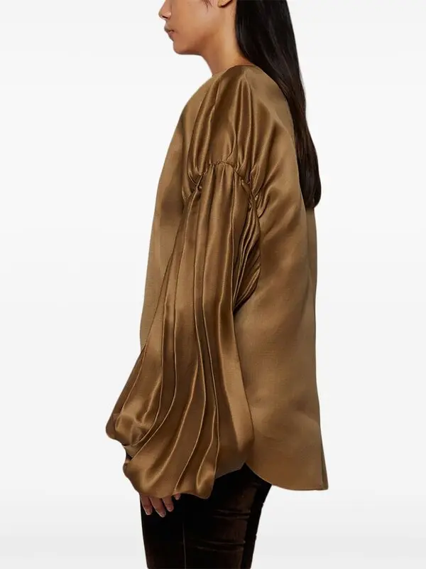 Khaite Quico Pleat-detail Blouse - Brown