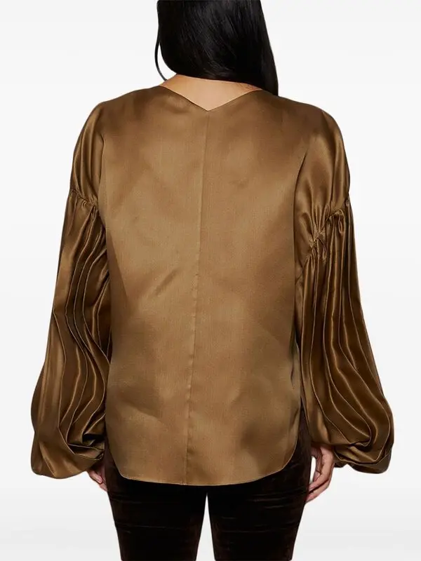 Khaite Quico Pleat-detail Blouse - Brown