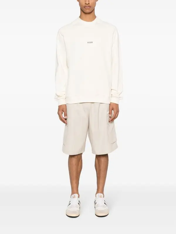 MSGM Logo-print Cotton Sweatshirt - Neutrals