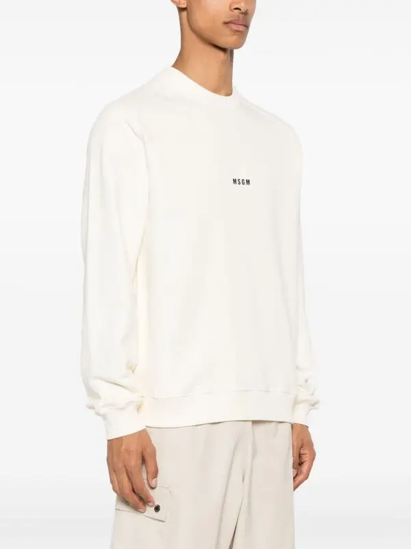 MSGM Logo-print Cotton Sweatshirt - Neutrals
