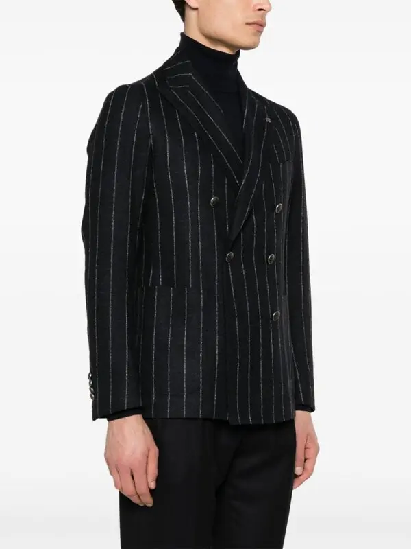 Tagliatore Pinstriped Double-breasted Blazer - Blue