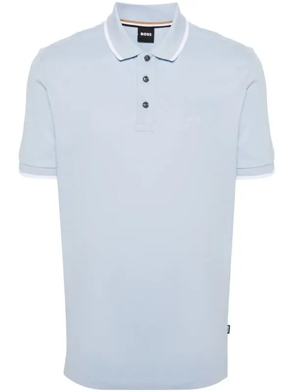 BOSS Logo-print Piqué Polo Shirt - Blue
