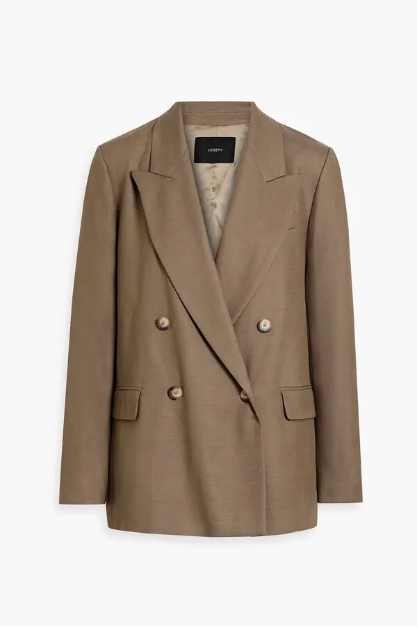 JOSEPH Jaden Double-breasted Twill Blazer - Taupe