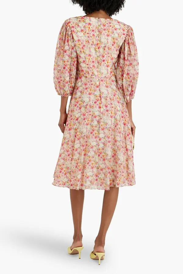 knee length dresses for ladies Fuchsia Floral Cotton Midi Dress - Casual Dresses main image 0