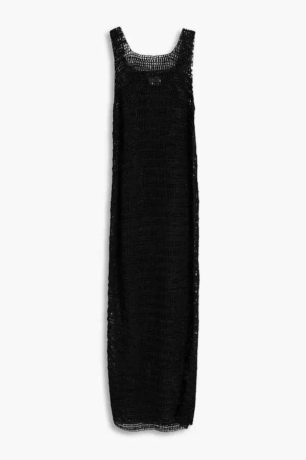 Le Kasha Shali Crocheted Linen Maxi Dress - Black