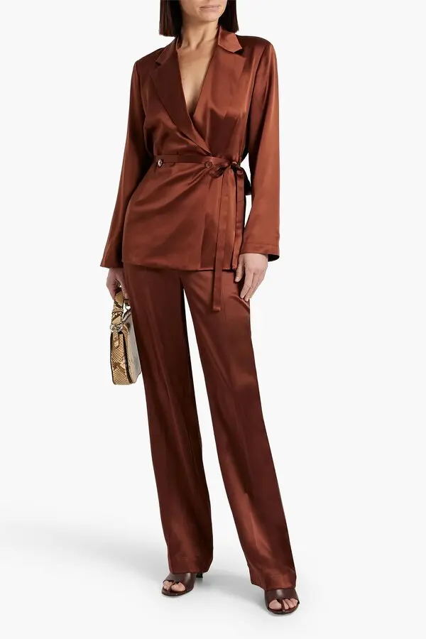 JOSEPH Tova Silk-satin Straight-leg Pants