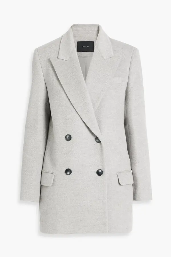 JOSEPH Jonas Doublebreasted Woolblend Felt Blazer - Light Gray