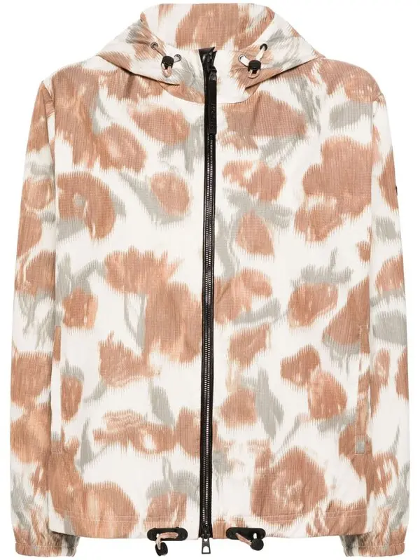 Moncler Cardabelle Printed Hooded Jacket - Neutrals