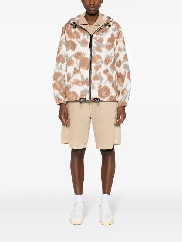 Moncler Cardabelle Printed Hooded Jacket - Neutrals