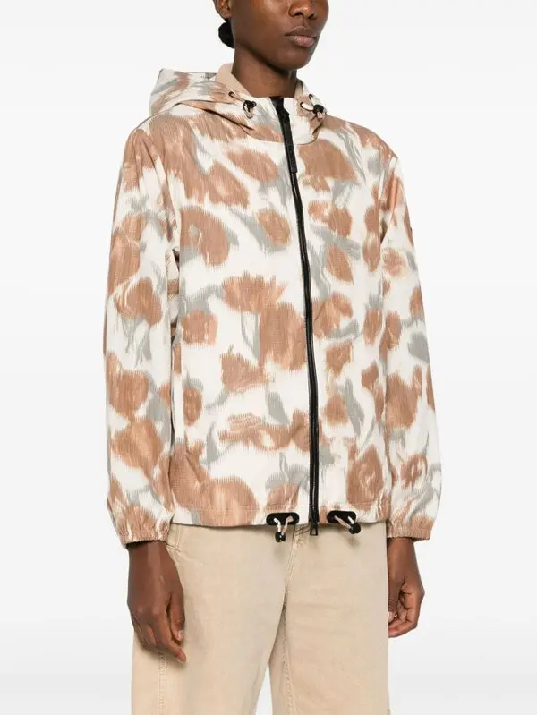 Moncler Cardabelle Printed Hooded Jacket - Neutrals