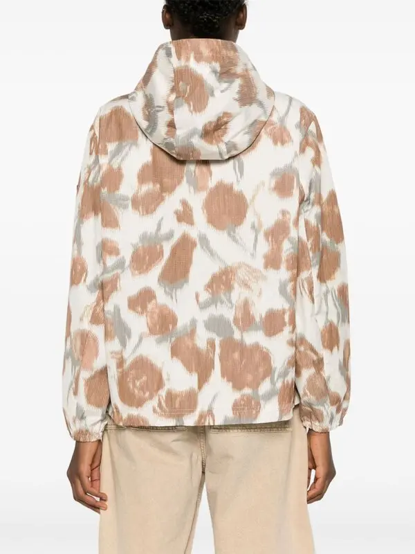 Moncler Cardabelle Printed Hooded Jacket - Neutrals