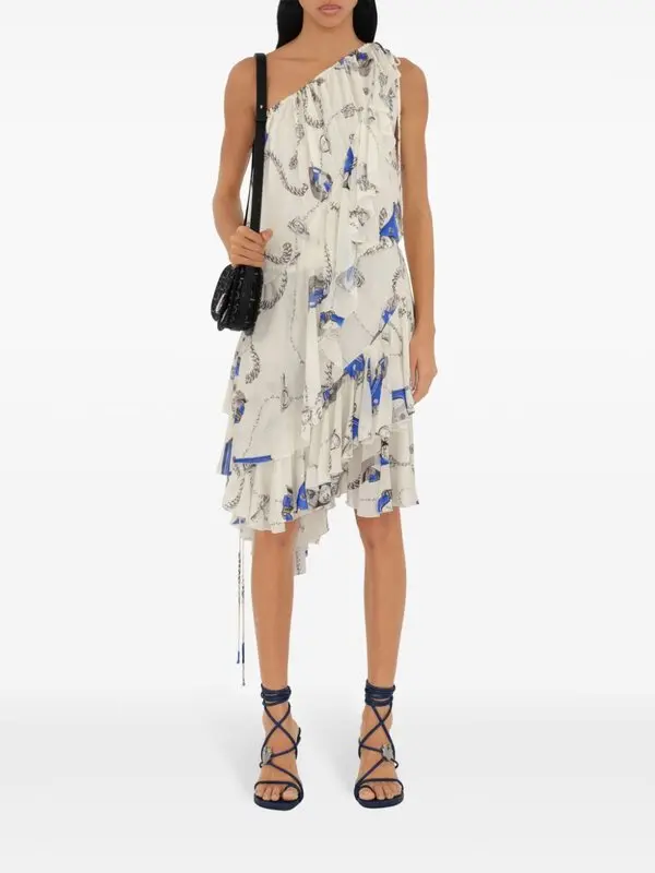 Burberry Chain-print Asymmetric Dress