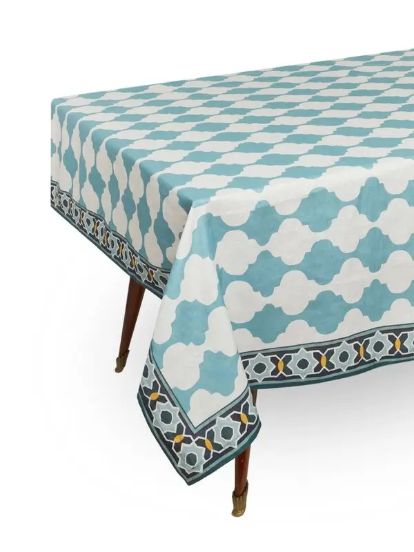La DoubleJ Plaza Linen Tablecloth - Blue