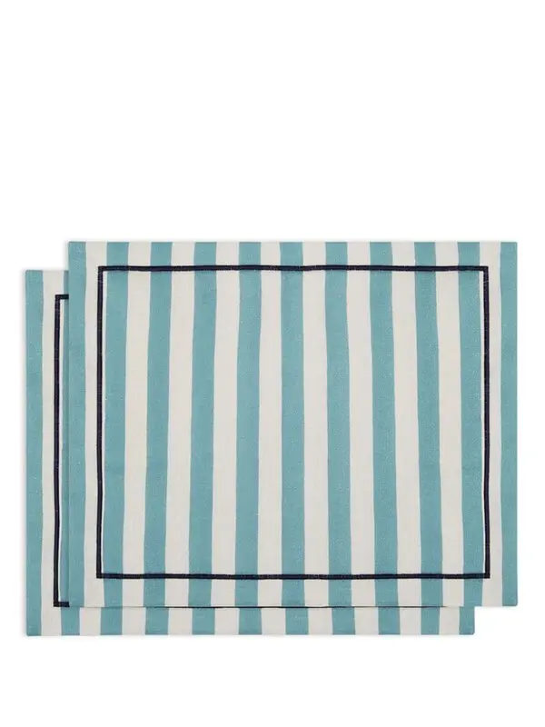 La DoubleJ Striped Linen Placemats - Blue